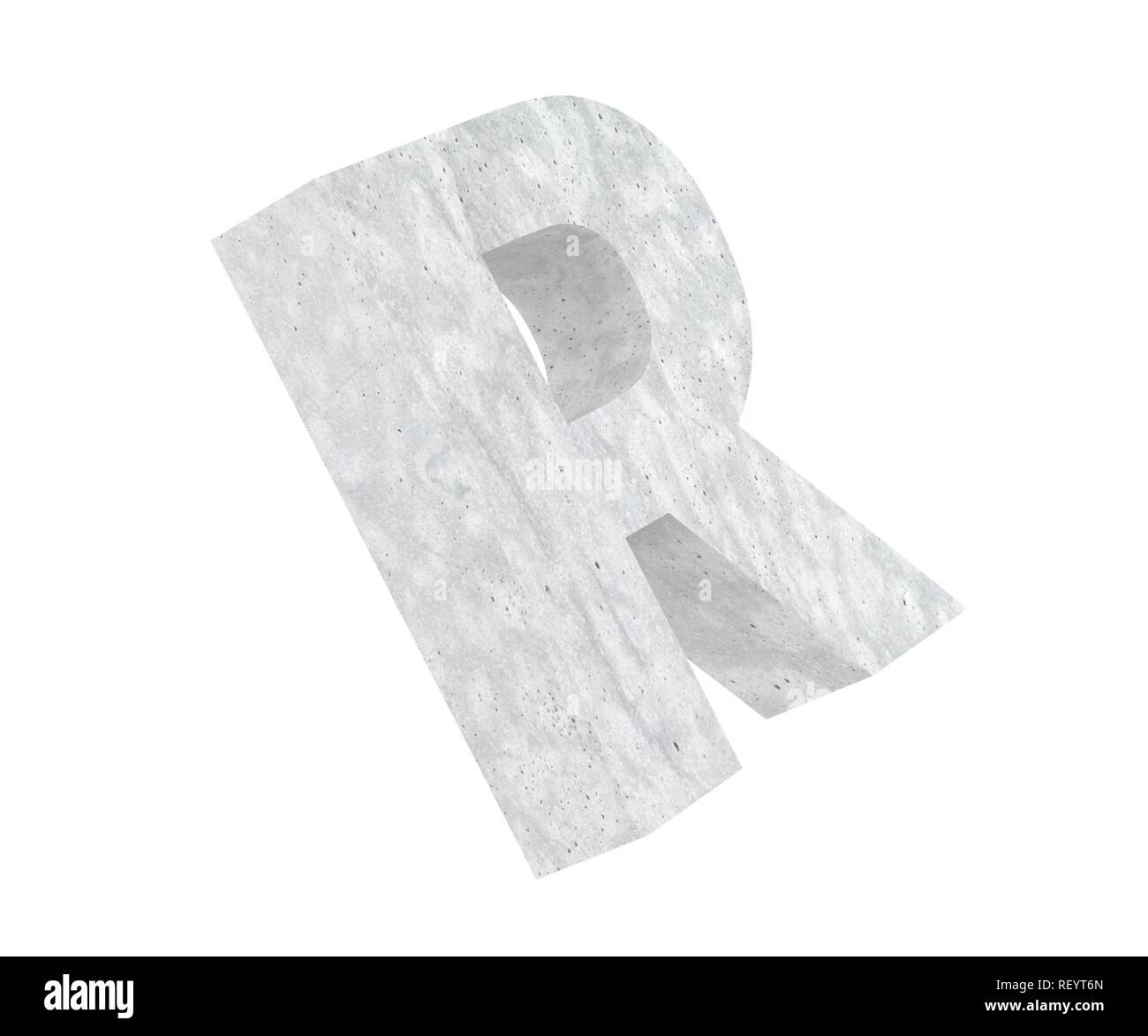 Concrete Capital Letter - R isolated on white background. 3D render ...
