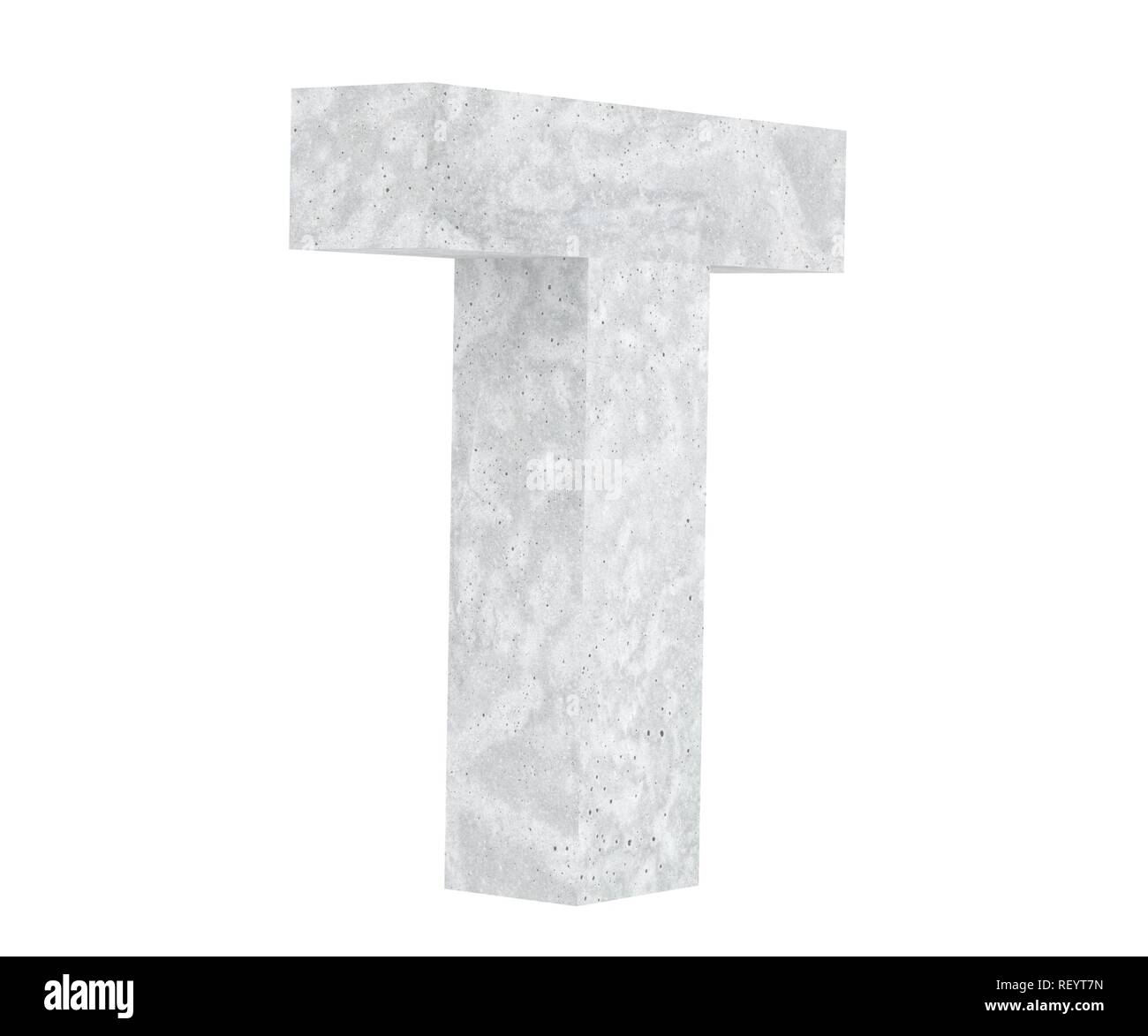 Concrete Capital Letter - T isolated on white background. 3D render ...