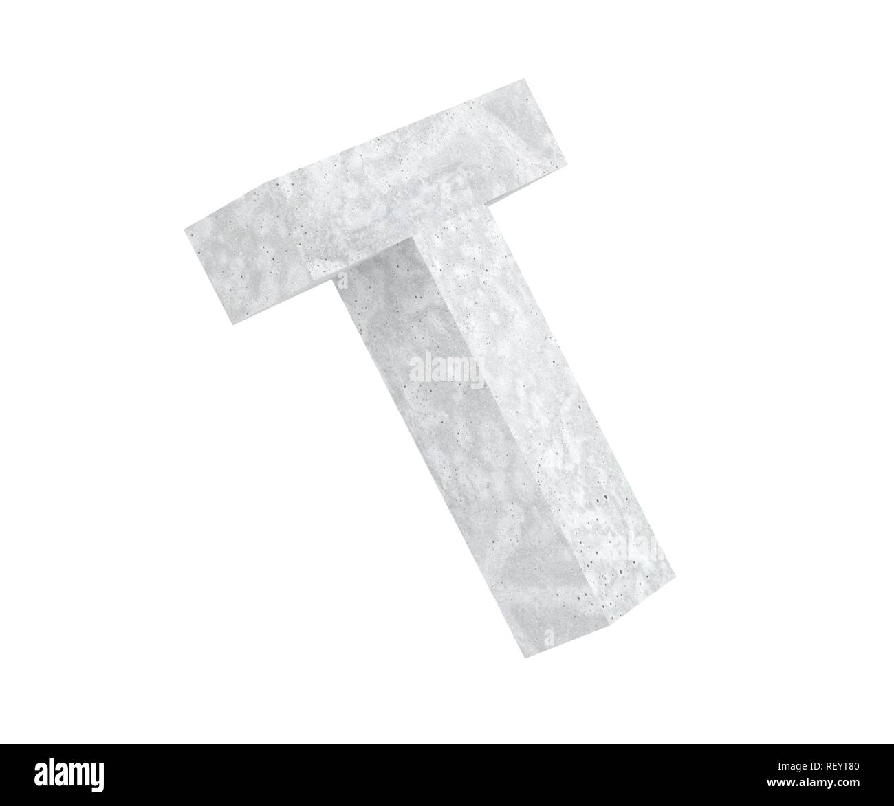 Concrete Capital Letter - T isolated on white background. 3D render Illustration Stock Photo - Alamy