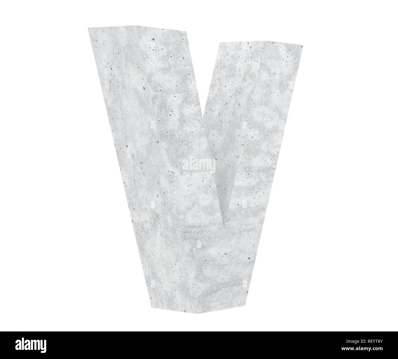 Concrete Capital Letter - V isolated on white background. 3D render ...