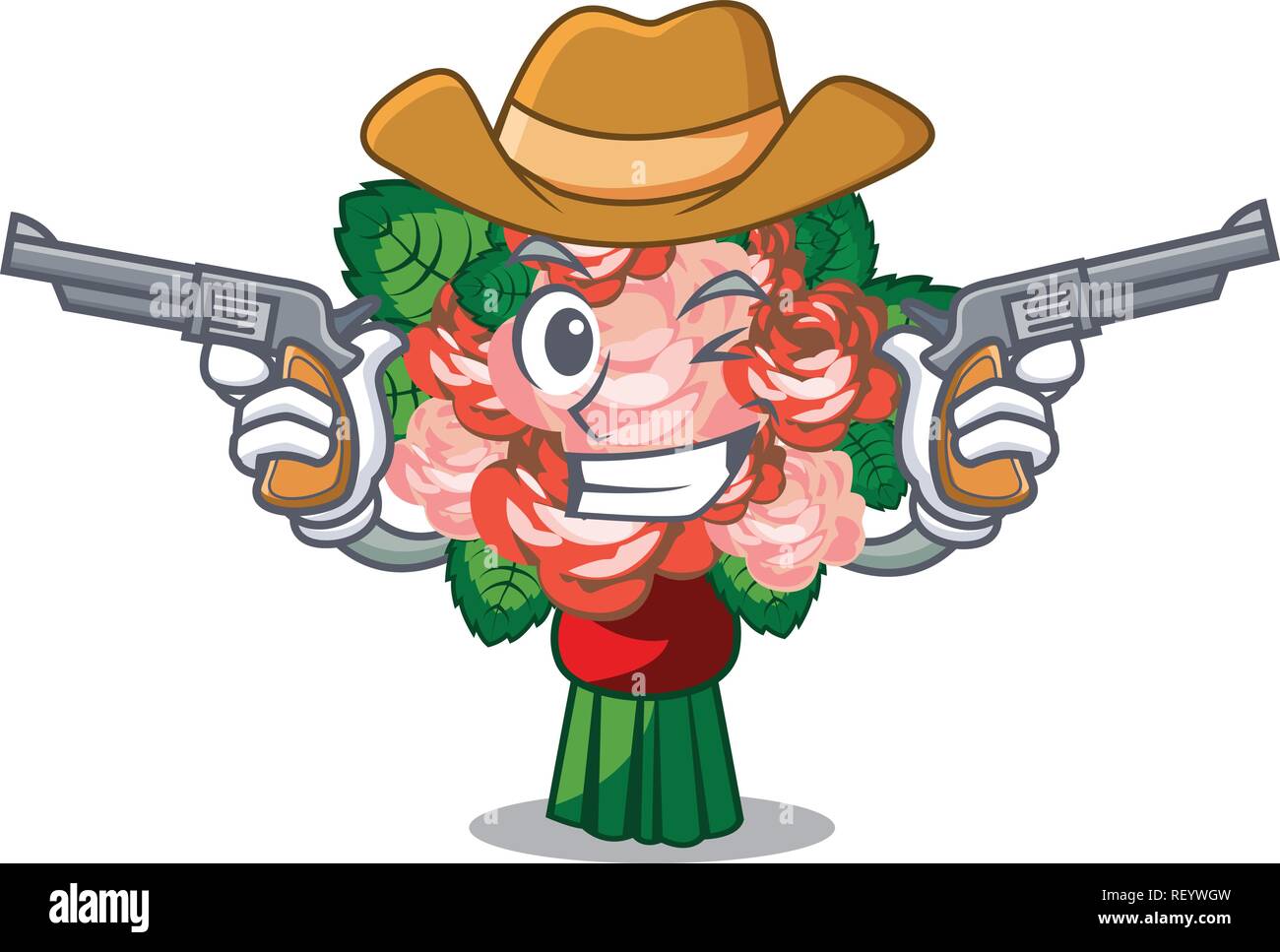 Cowboy flower bouquet on wooden cartoon table Stock Vector Image & Art ...