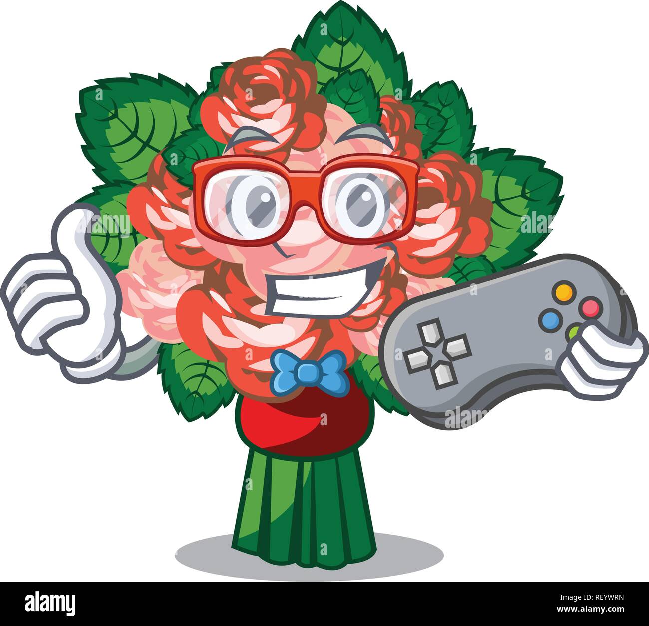 Gamer flower bouquet on isolated with mascot Stock Vector Image & Art ...