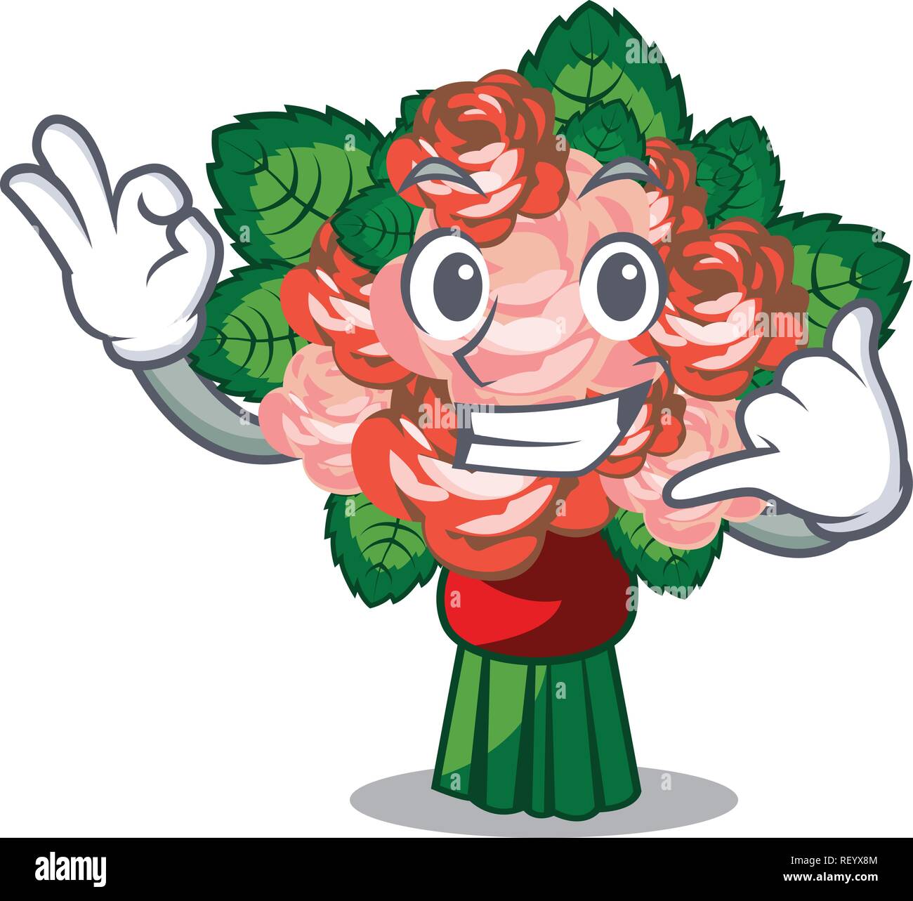 Call me flower bouquet placed on glass cartoon Stock Vector Image & Art ...