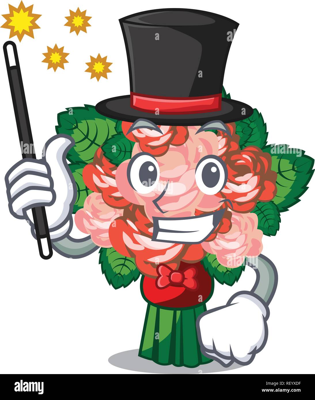 Magician flower bouquet placed on glass cartoon Stock Vector Image ...
