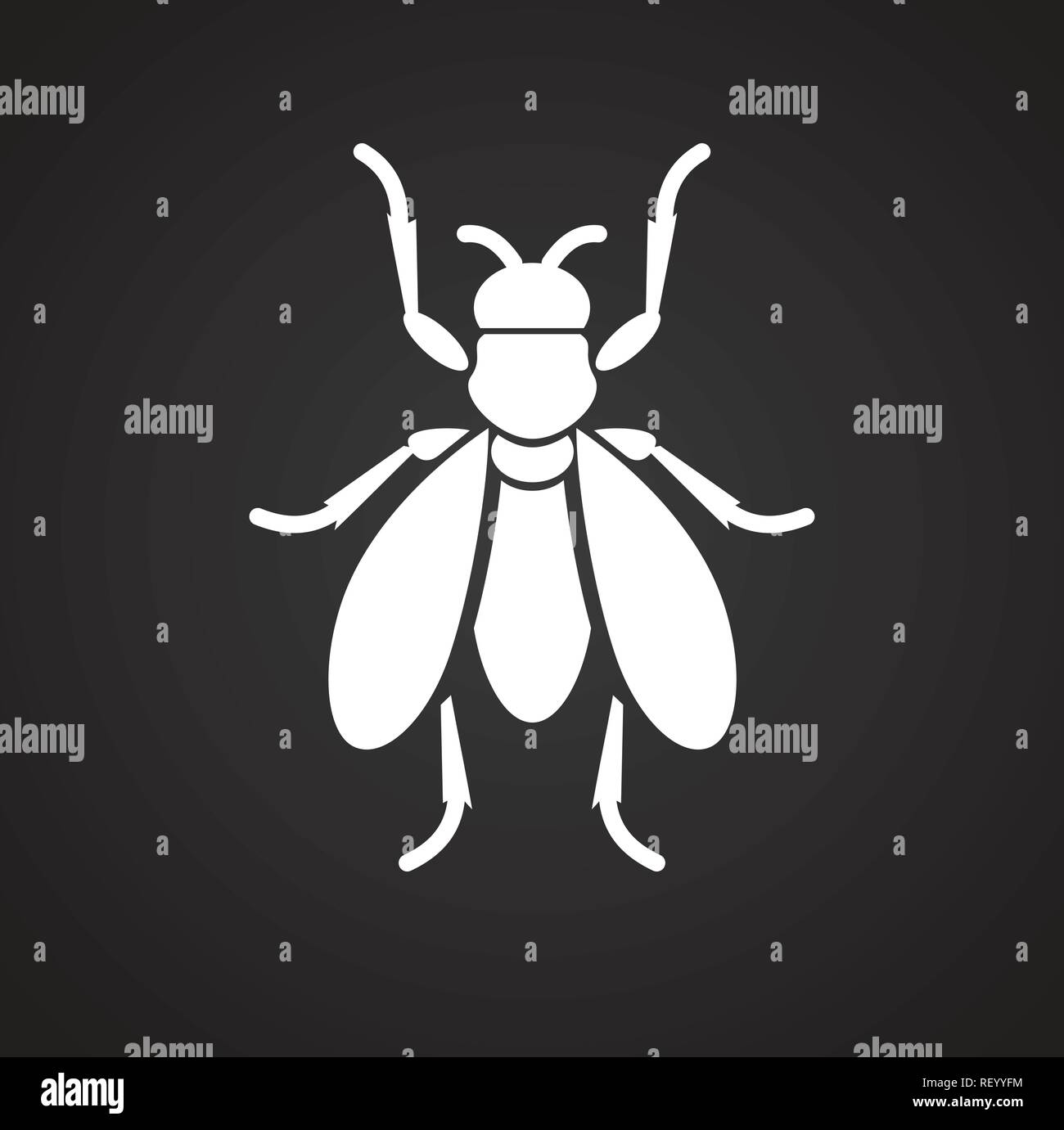 Fly Insect icon on black background for graphic and web design, Modern ...