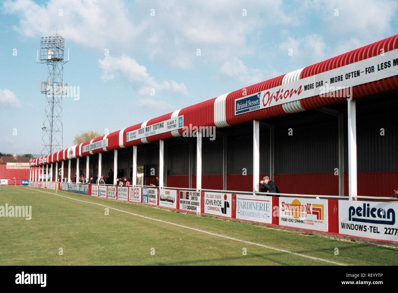 Covered terrace at Cheltenham Town FC Football Ground, Whaddon Road ...