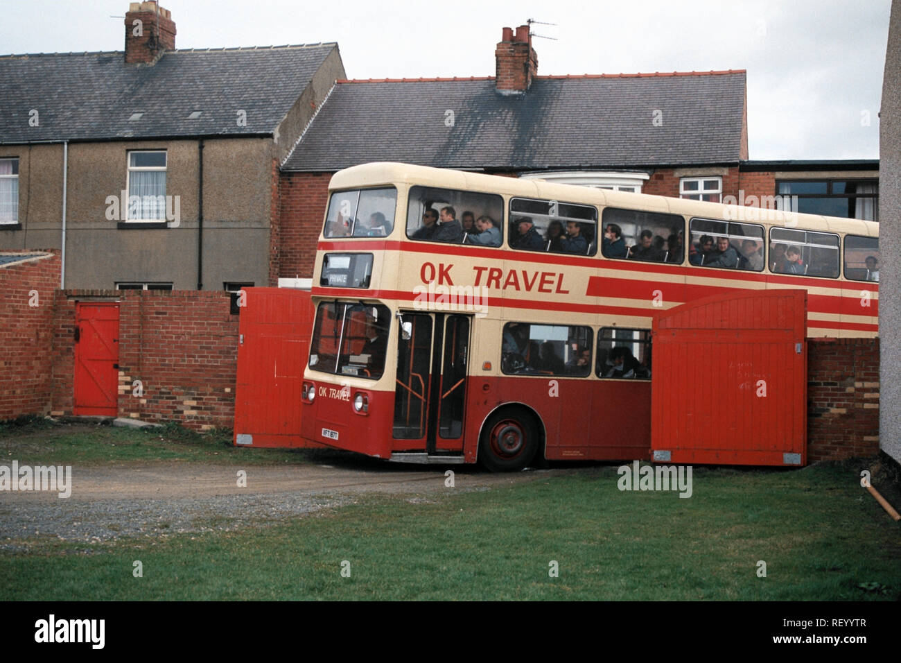 The groundhopper bus arrives at Shildon FC Football Ground, Dean Street ...