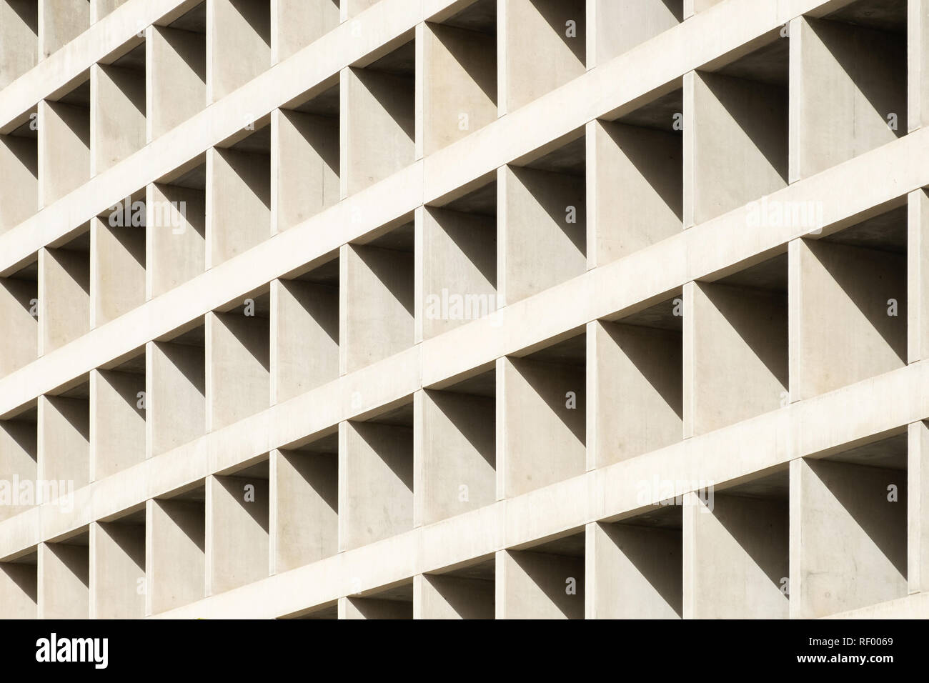 The concrete facade of the Bankia headquarters in Granada, Spain ...