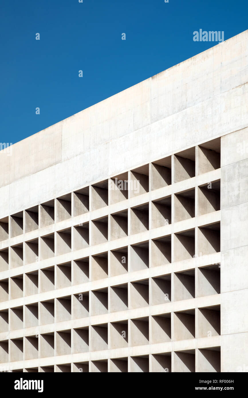 The concrete facade of the Bankia headquarters in Granada, Spain ...