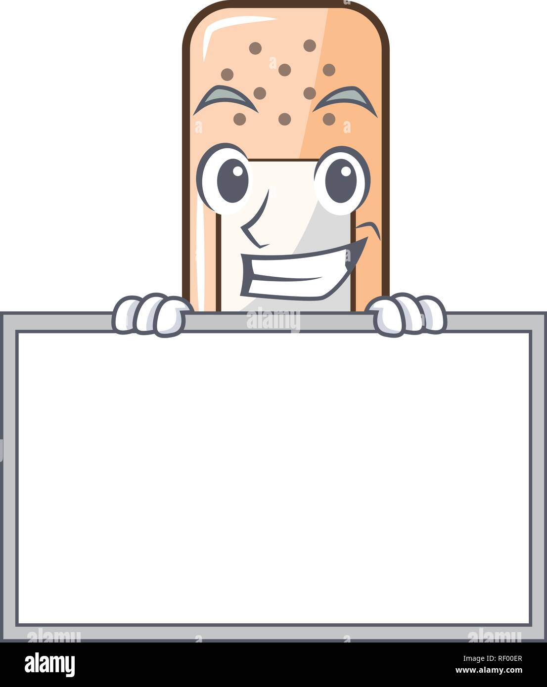 Grinning with board sticking plaster on the cartoon shape Stock Vector ...