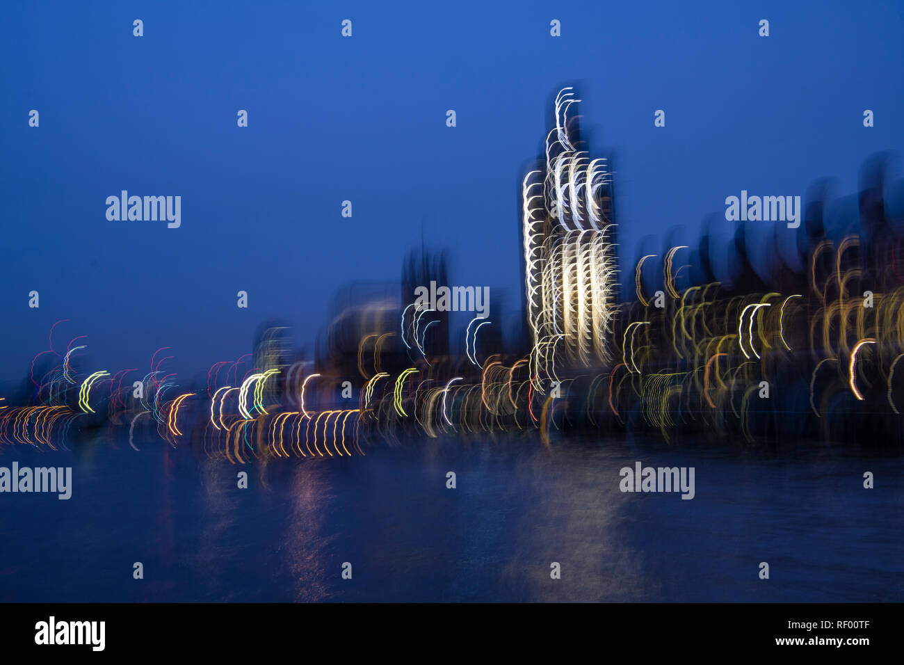 London lights from a boat on the river Thames Stock Photo - Alamy