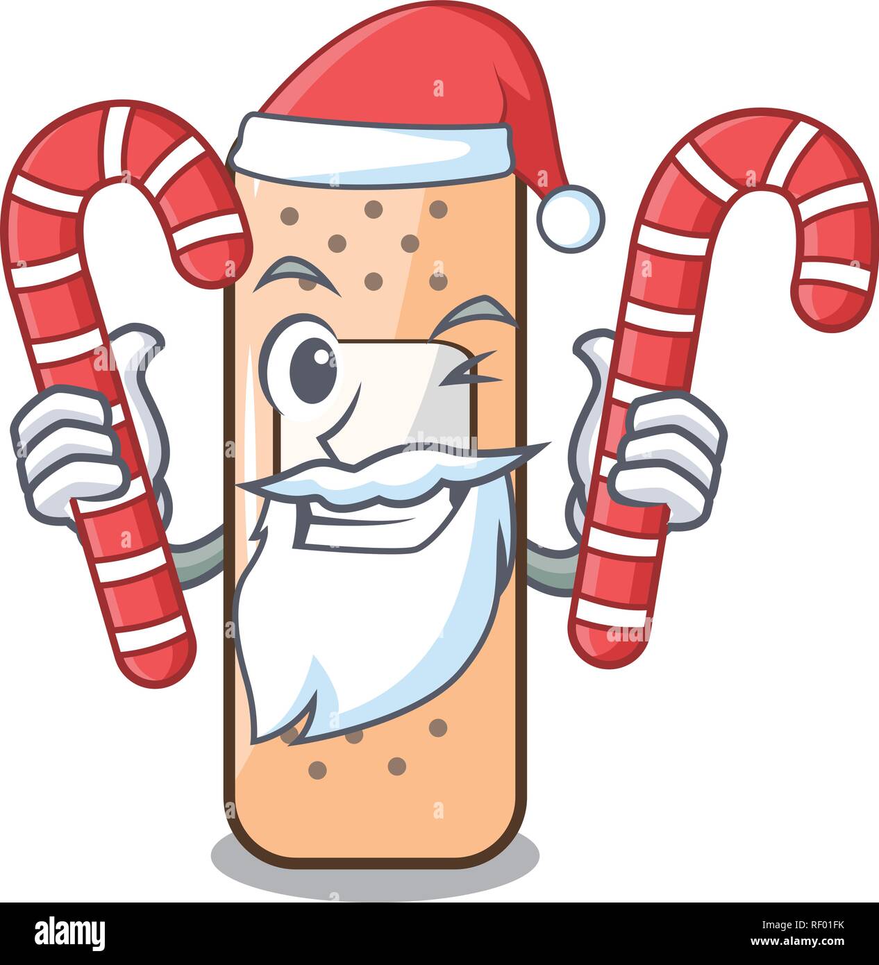 Santa with candy sticking plaster isolated with on cartoon Stock Vector ...