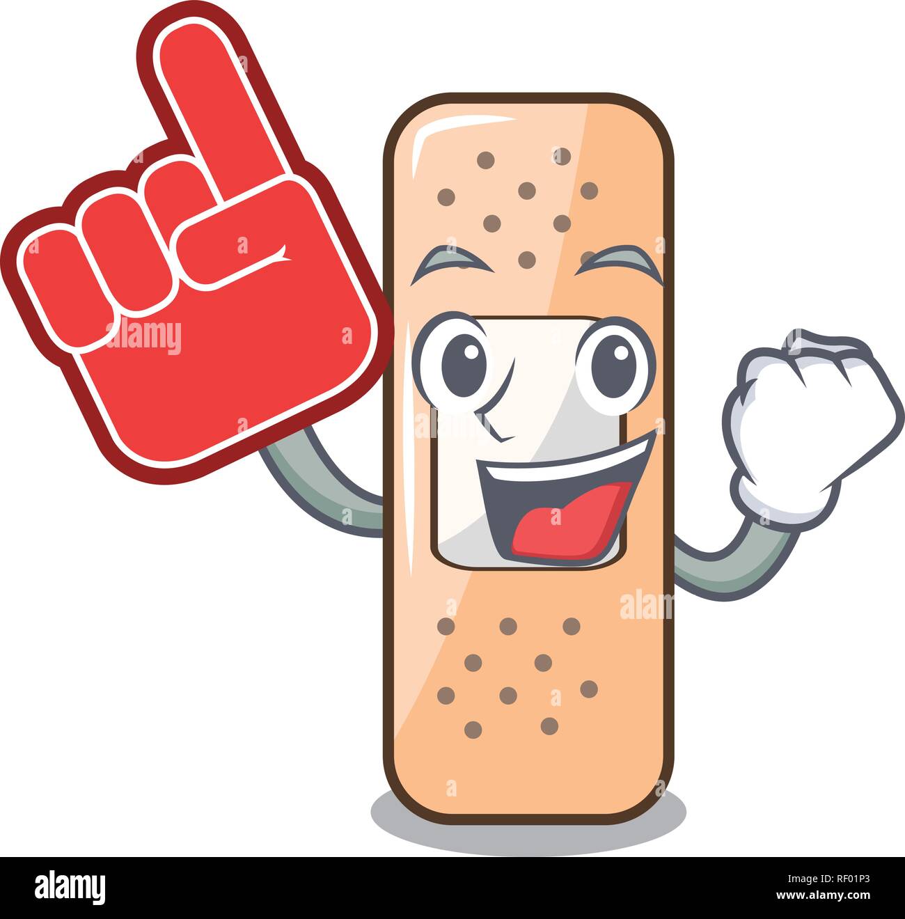 Foam finger sticking plaster isolated with on cartoon Stock Vector ...