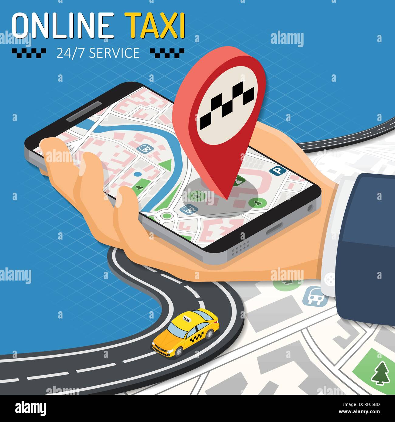 Isometric map mobile gps Stock Vector Images - Alamy