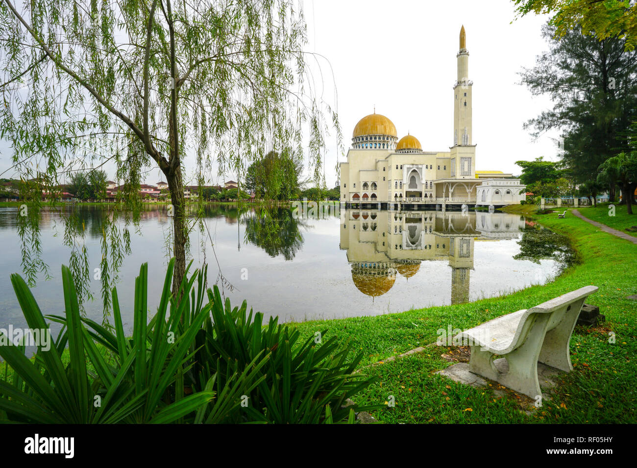 Relaxing green park by the lake Stock Photo - Alamy