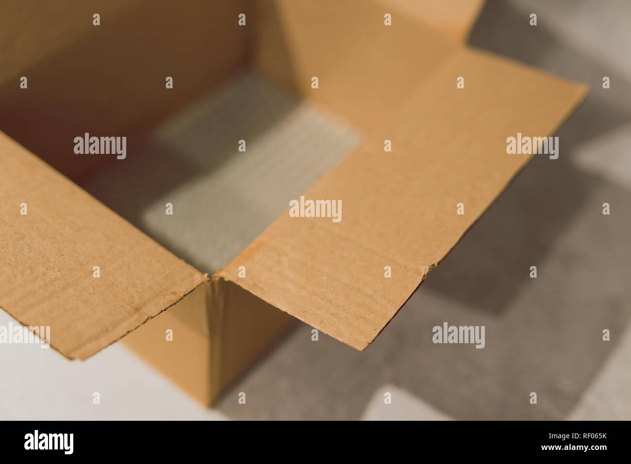 opened empty delivery parcel box, concept of logistics and shipping ...