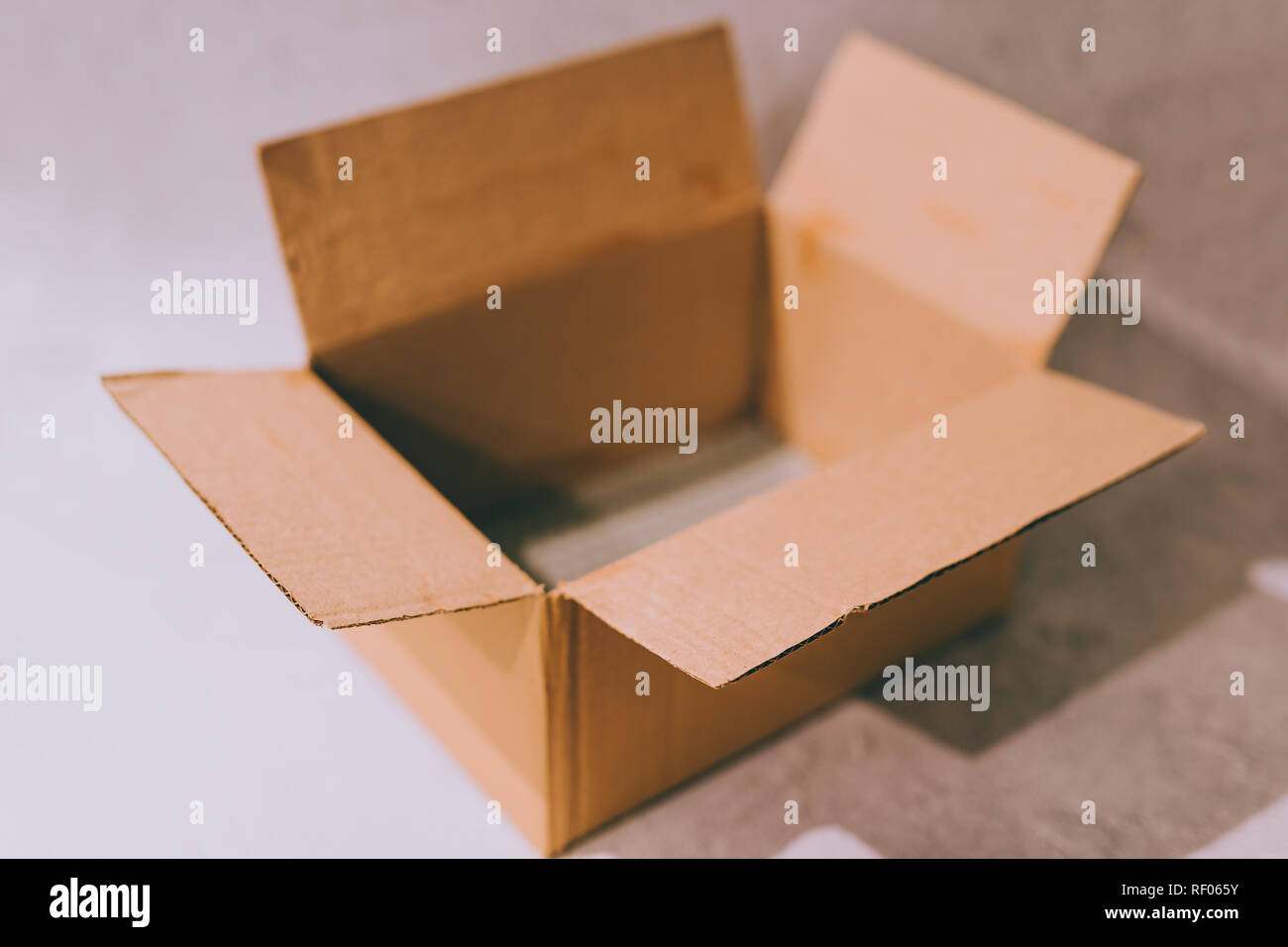 opened empty delivery parcel box, concept of logistics and shipping ...