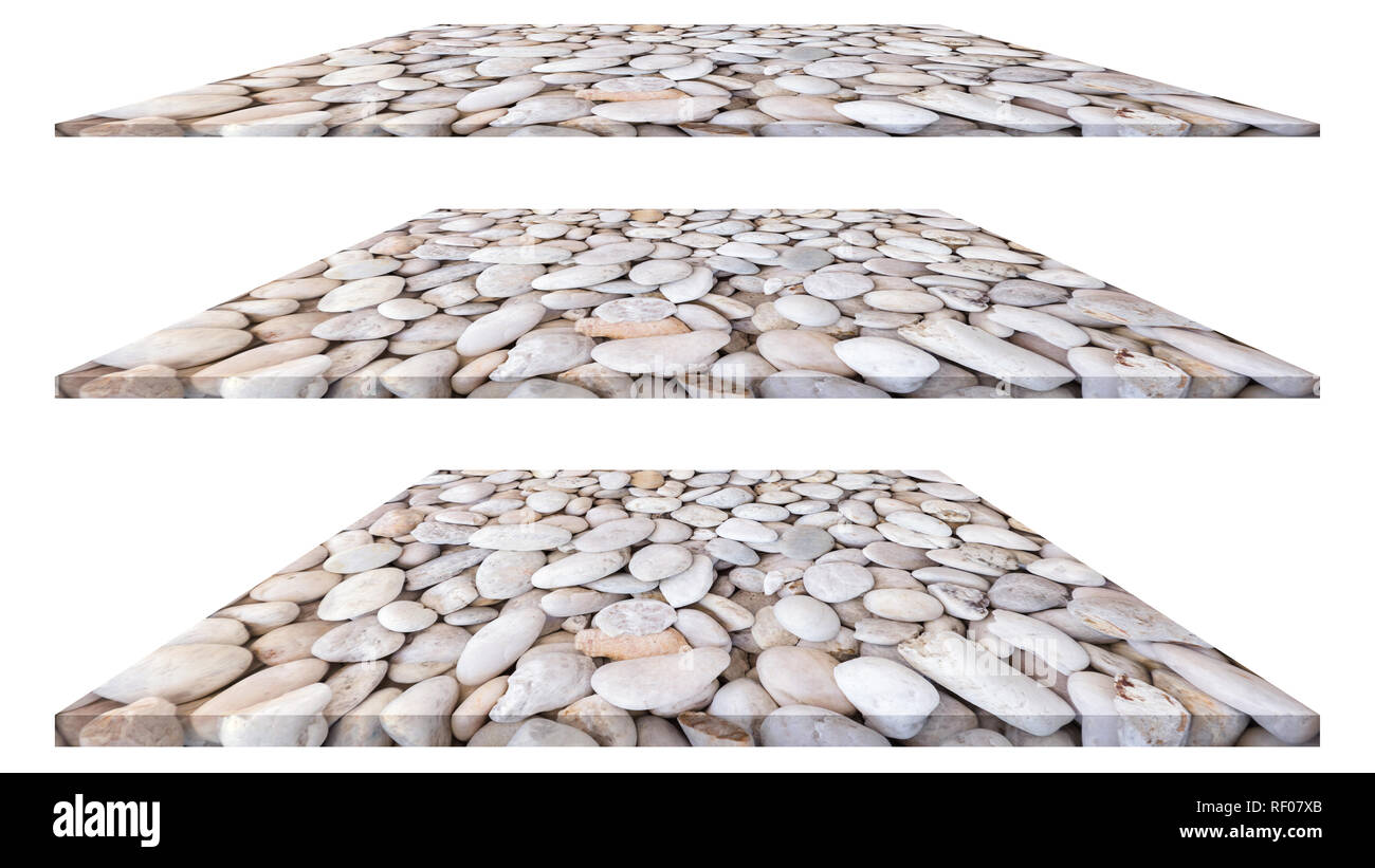 Stone pebbles plate isolated on white background for interior exterior ...