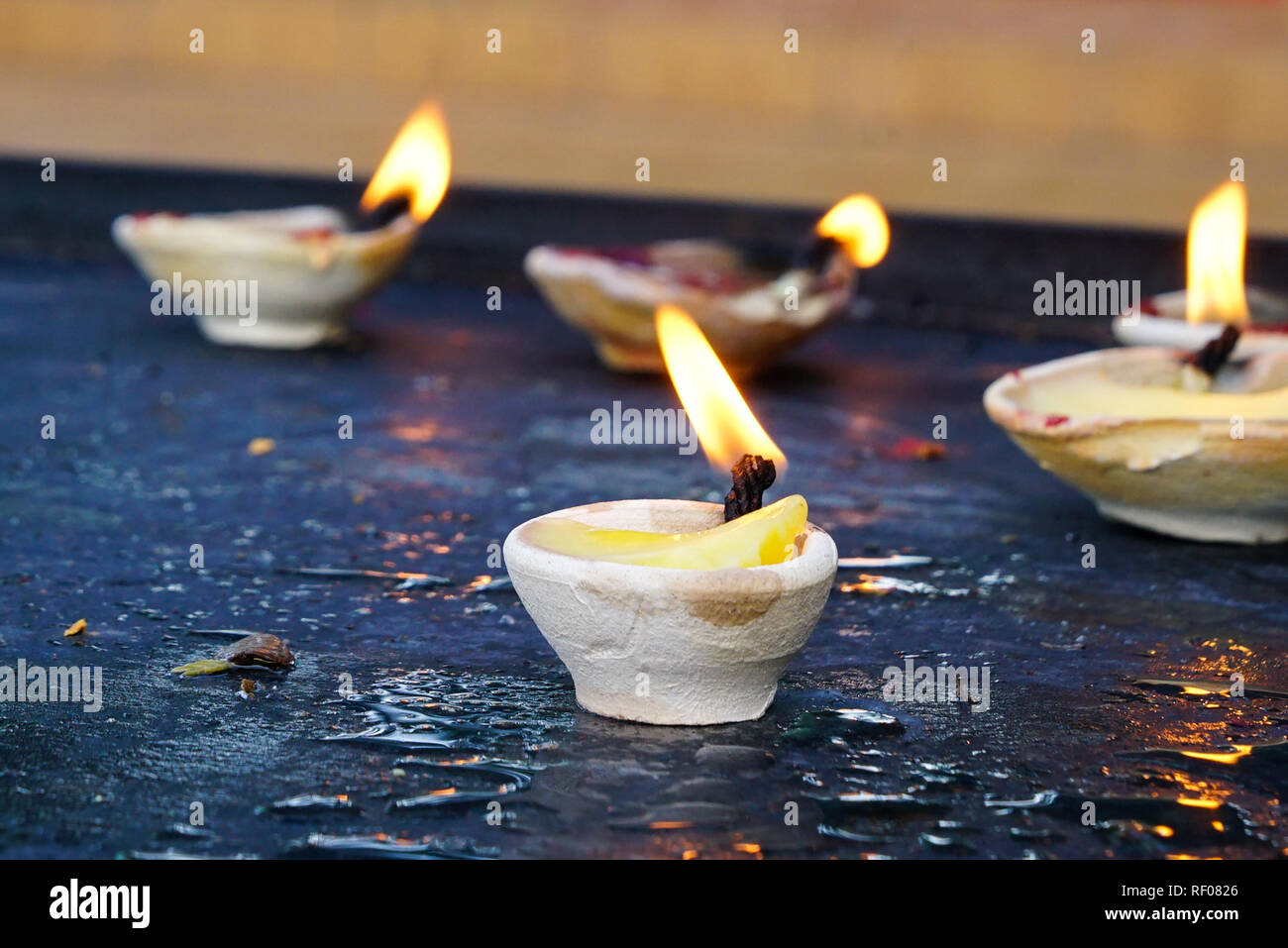 Clay Diya lamps lit during Diwali Stock Photo - Alamy