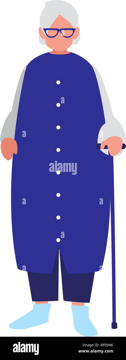 cute grandmother with cane vector illustration design Stock Vector ...