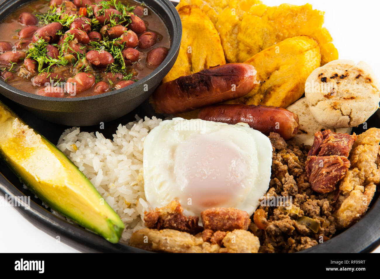 Traditional Colombian dish called Bandeja Paisa: a plate typical of ...