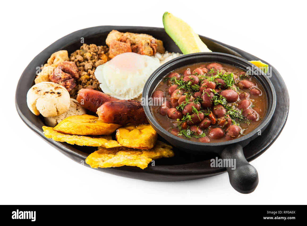Traditional Colombian dish called Bandeja Paisa: a plate typical of ...