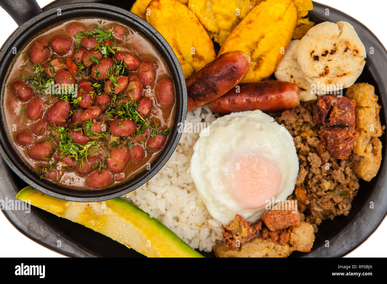 Traditional Colombian dish called Bandeja Paisa: a plate typical of ...
