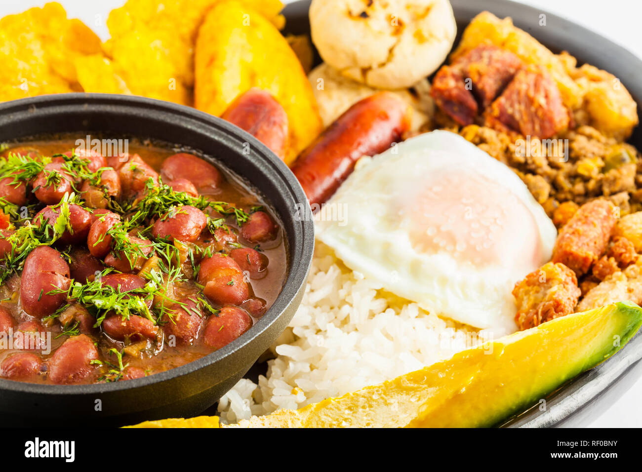 Traditional Colombian dish called Bandeja Paisa: a plate typical of ...