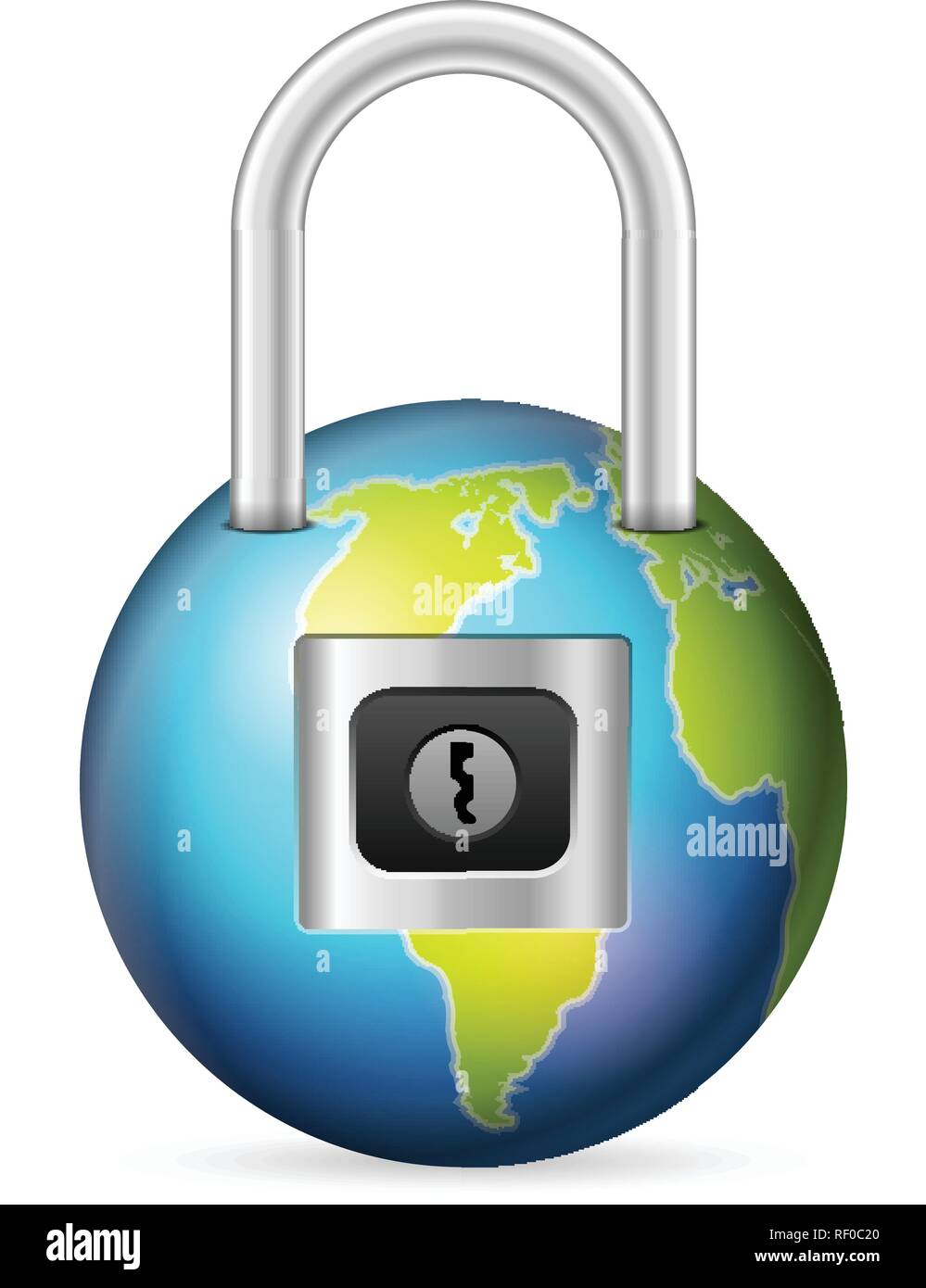 Padlock globe on a white background. Vector illustration Stock Vector ...
