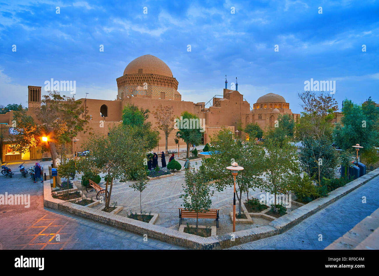 YAZD, IRAN - OCTOBER 18, 2017: The beautiful garden in front of the ...