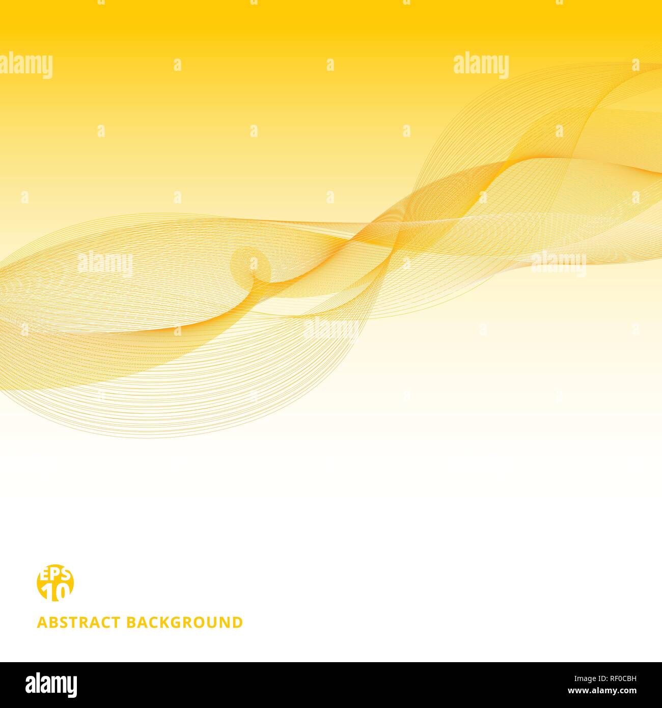 Abstract yellow lines waves pattern on white background. Data stream ...