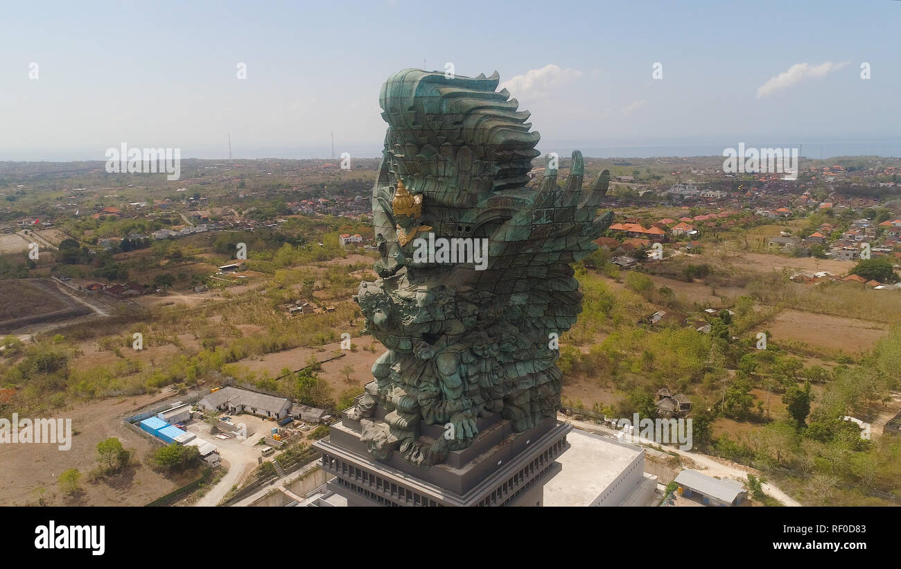 Aerial view statue hindu god garuda wisnu kencana Statue, Bali. Statue at entrance Garuda Wisnu ...