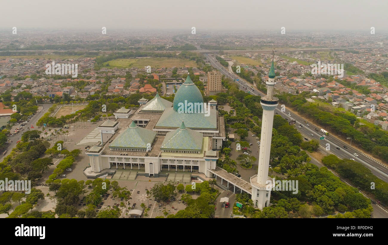 aerial view mosque in Indonesia Al Akbar in Surabaya, Indonesia ...