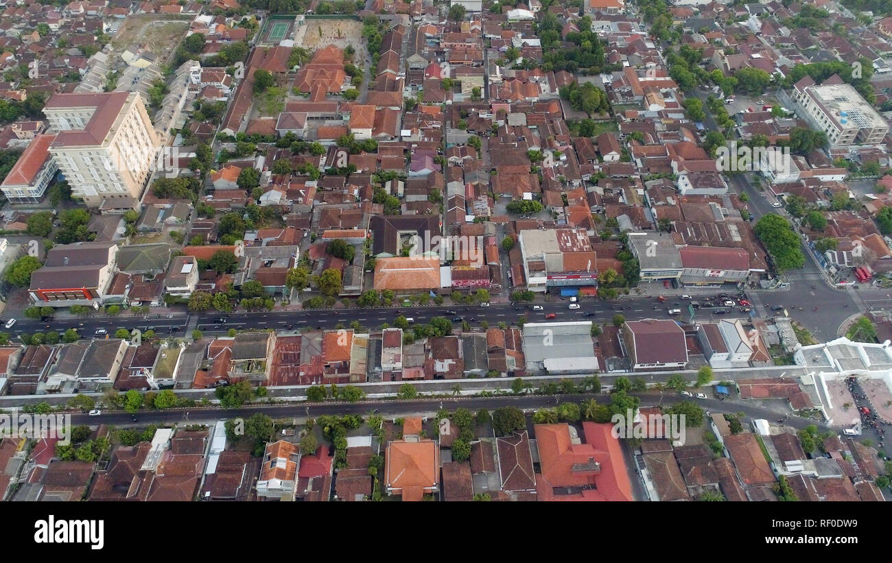 aerial view yogyakarta city cultural capital indonesia located on java ...