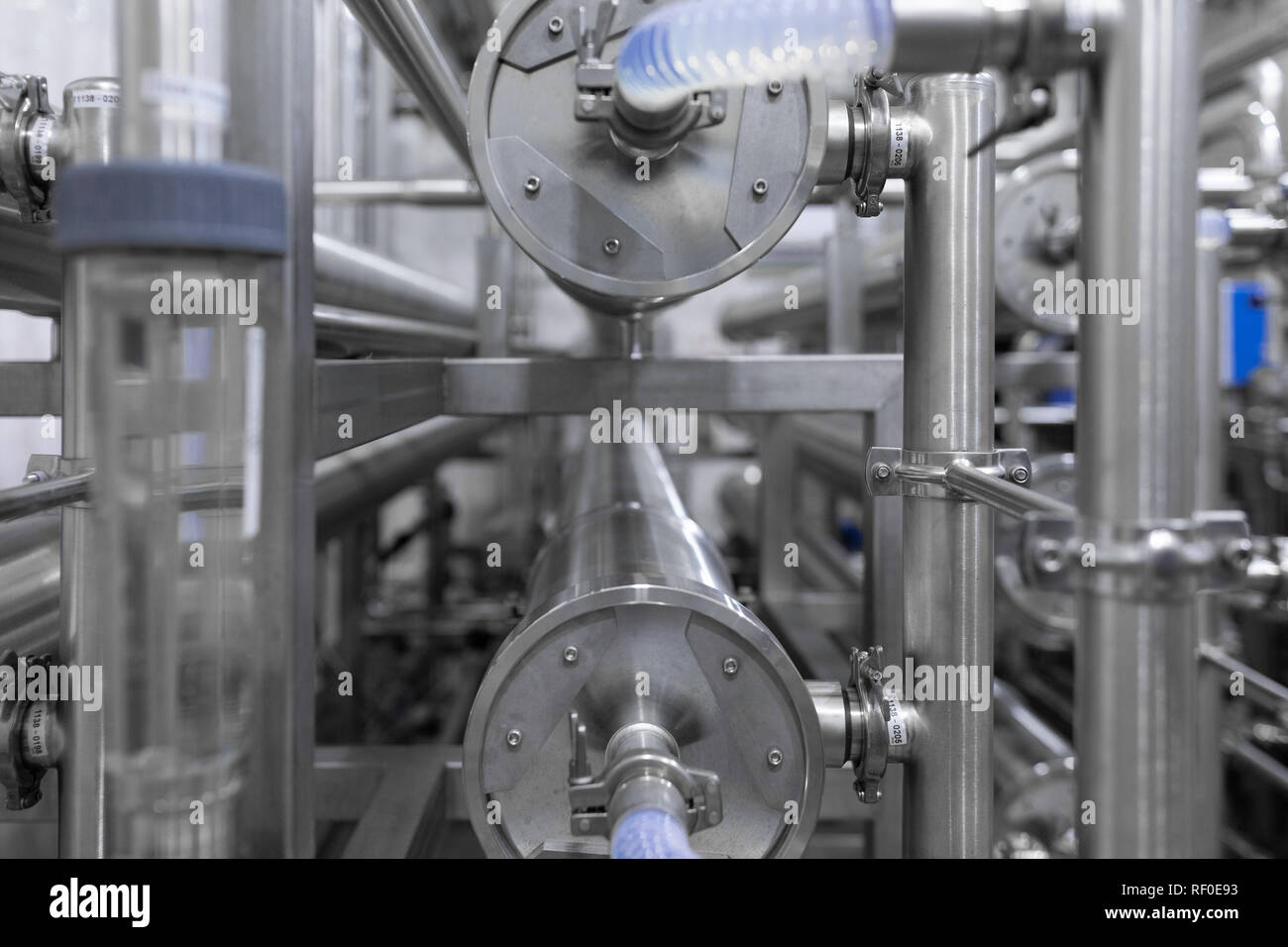Modern industry equipment at factory manufacture background Stock Photo ...