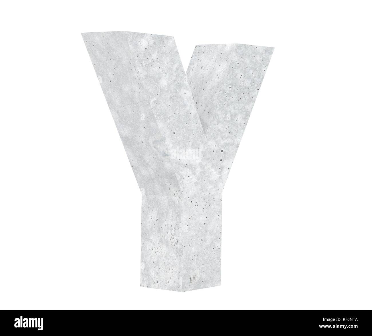 Concrete Capital Letter - Y isolated on white background. 3D render ...