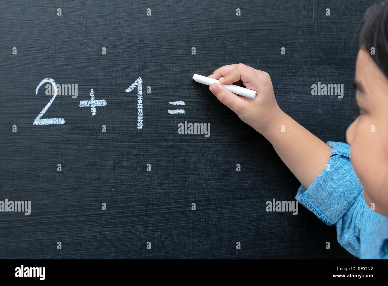 The girl who is thinking math problem. The problem lies on the ...