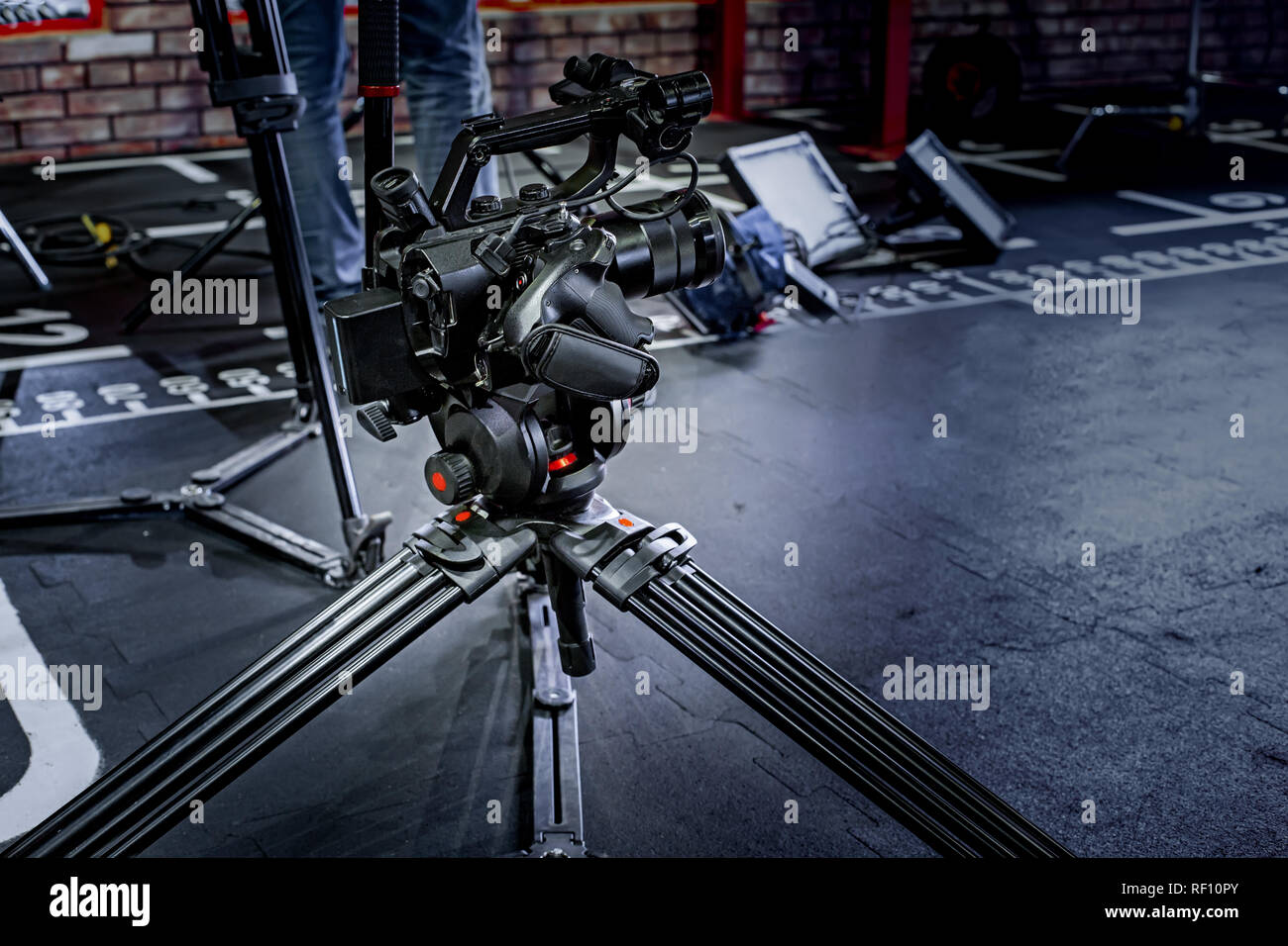 detail of professional camera equipment, film production studio Stock ...