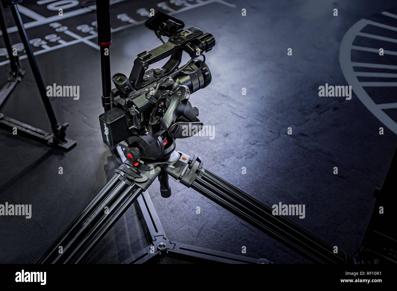 detail of professional camera equipment, film production studio Stock ...