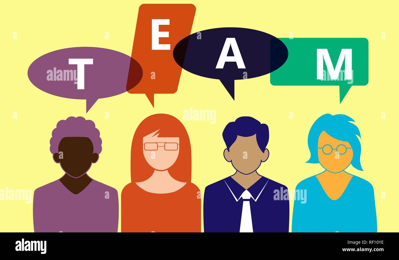 Group of people with bubbles for speech with the word team Stock Vector ...