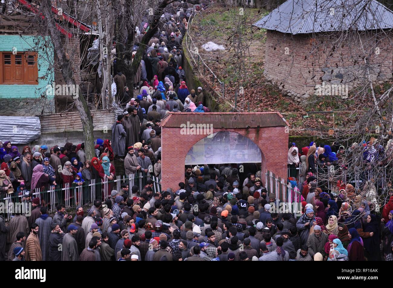 Shopian, India. 23rd Jan, 2019. There were 30 rounds of funeral prayers ...