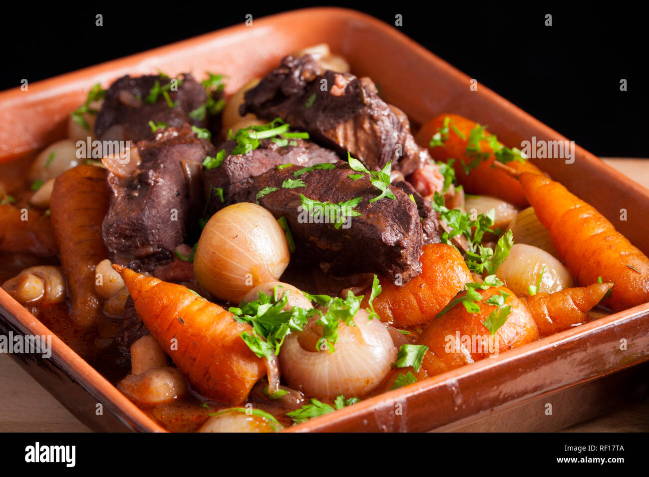 Roe deer venison bourguignon and vegetables. Dorset England UK GB Stock ...