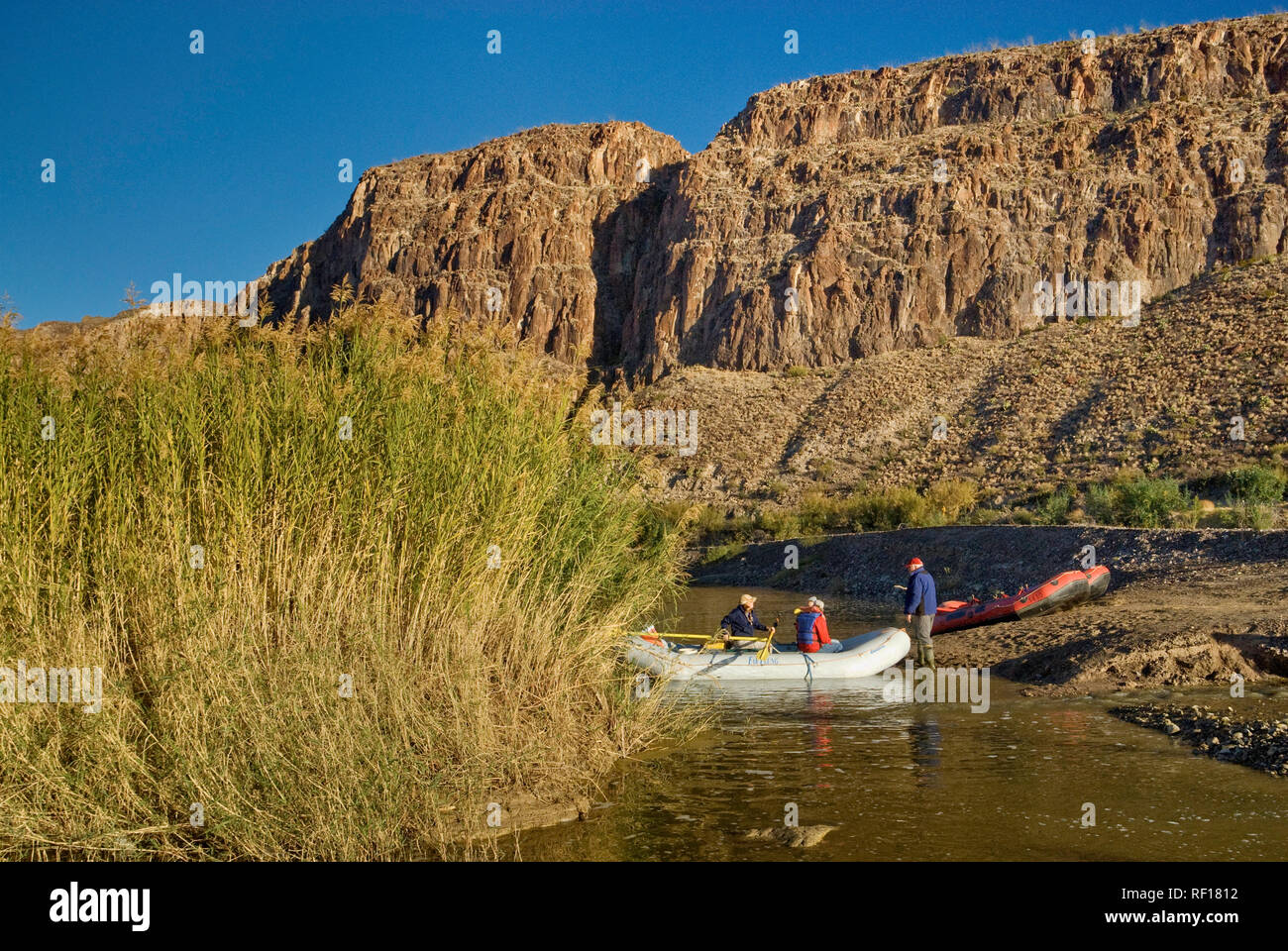 Putting rafts on Rio Grande in Colorado Canyon on The River Road ...