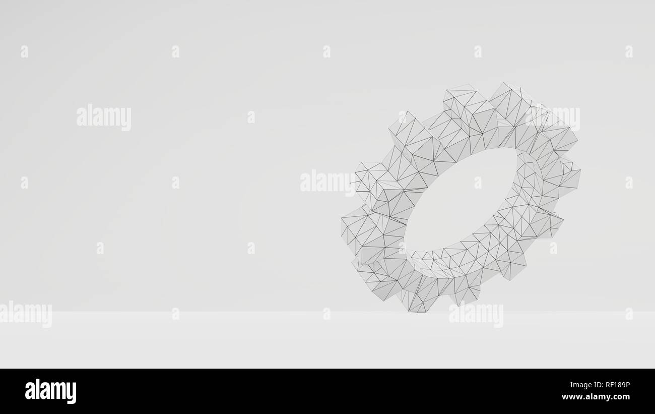 3d gear with a wire-frame texture Stock Photo - Alamy