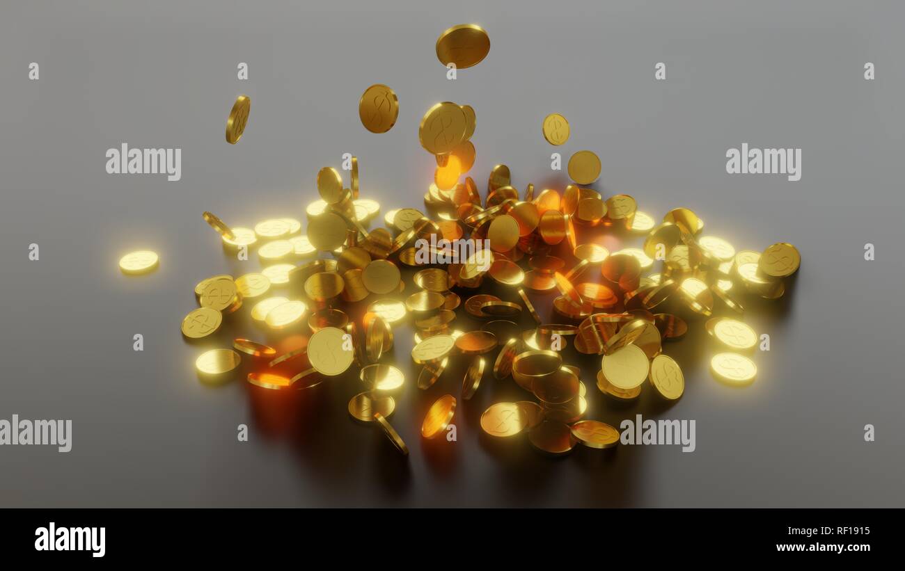 Falling gold coins. The concept of success Stock Photo - Alamy