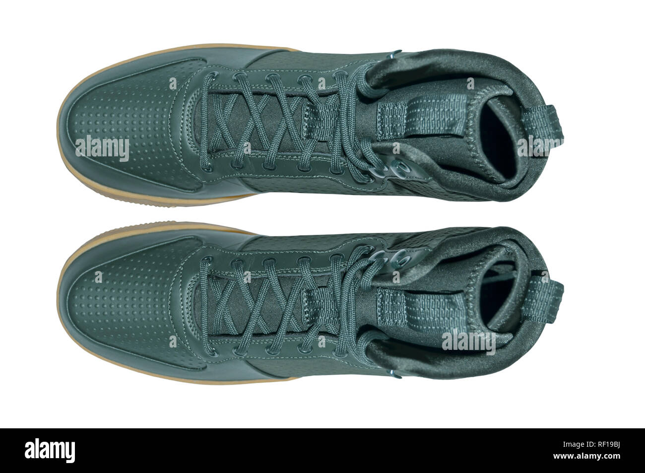 Two snickers up side view of modern fitnes rubber isolated on white ...