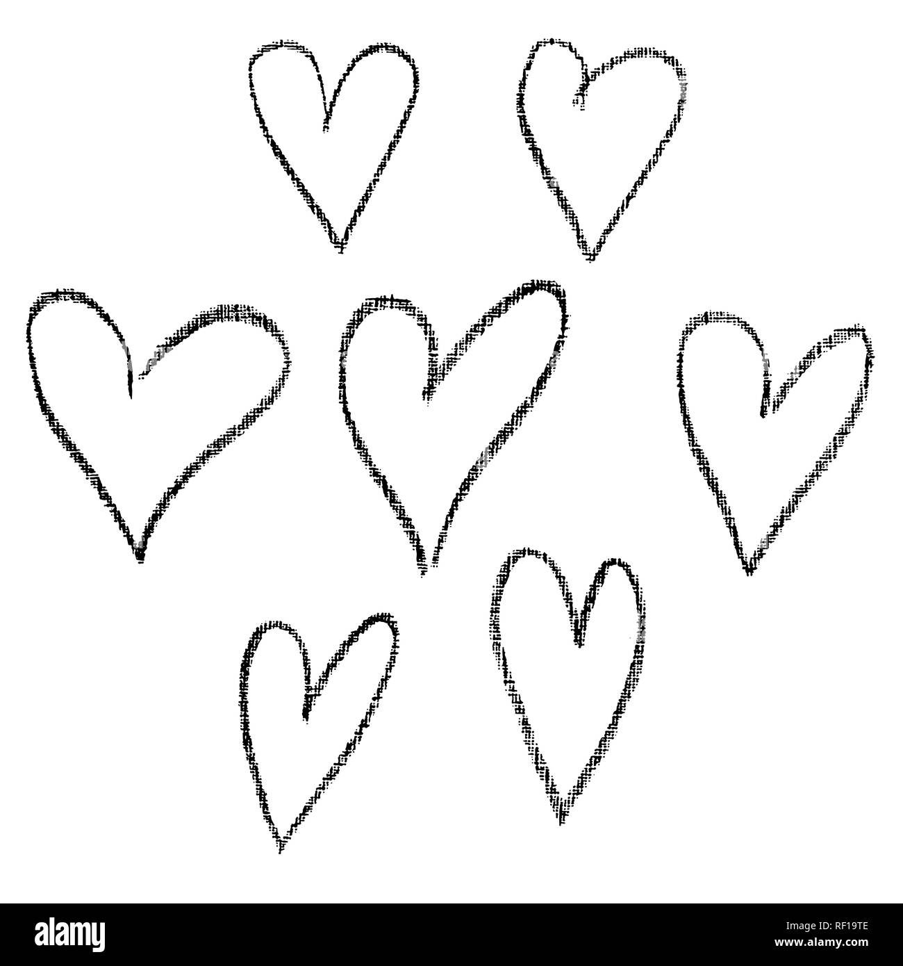 Chalk heart set. Hand drawn collection. Vector illustration Stock ...