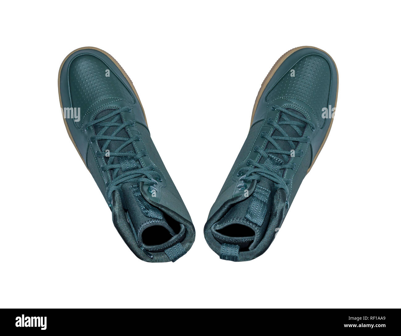 Upper view of fashion snickers modern fitnes rubber isolated on white ...