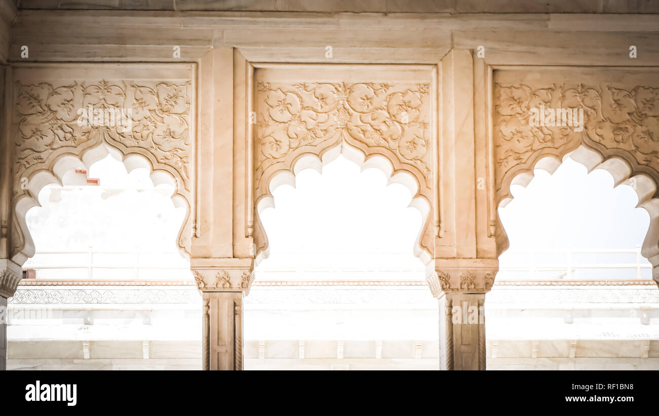 Islamic - Indian white marble columns and arches decorations inside ...