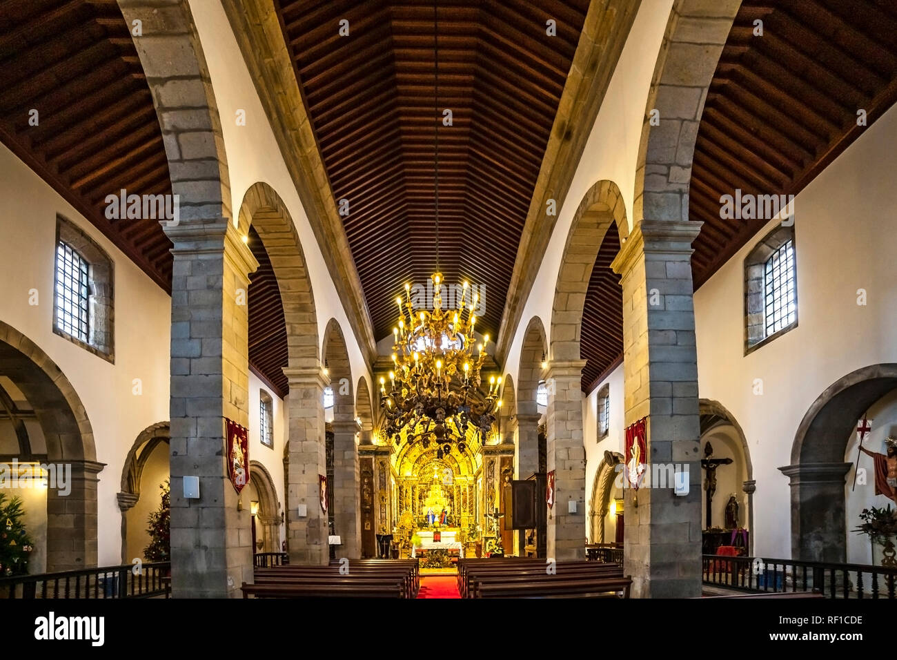 church of Santa Cruz in Praia da Victoria, Terceira, in the Azores ...